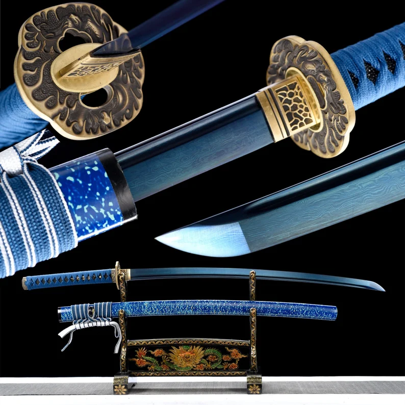 Katana Ashibetsu (Blauer Damaststahl) | Katana Schwert